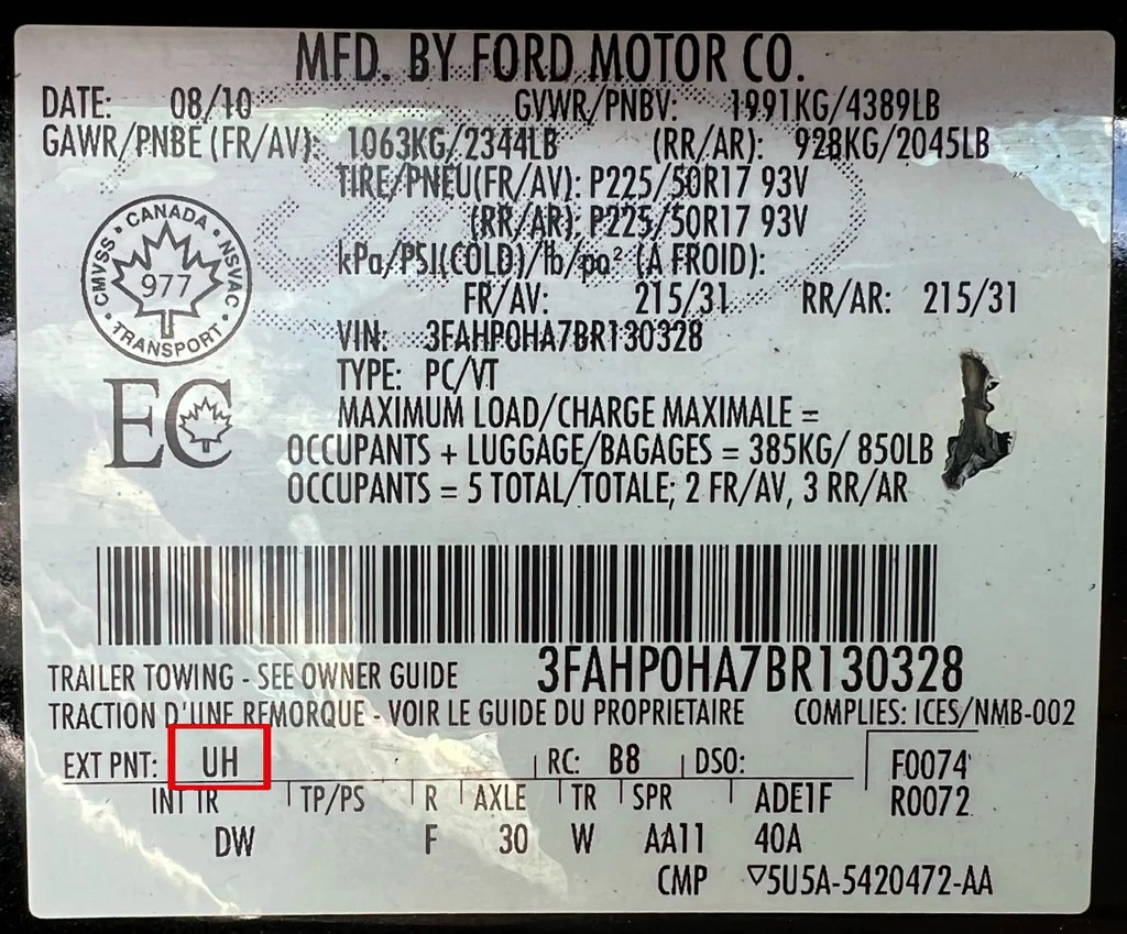How To Find Paint Code From Vin Number