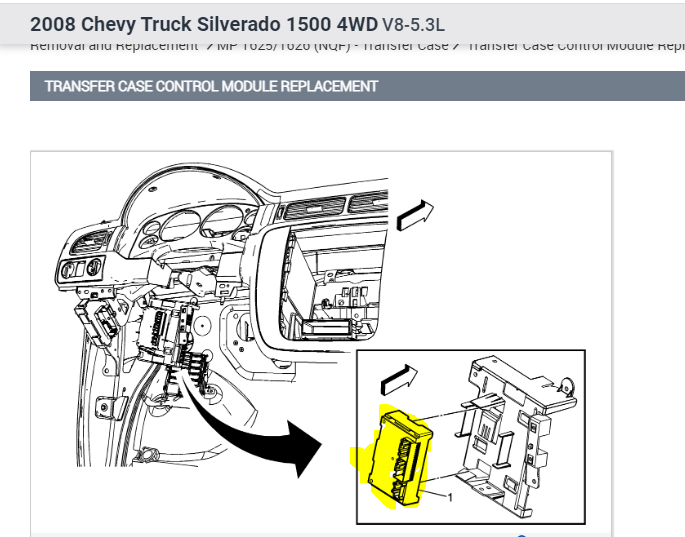Location Where Is The Transfer Case Control Module Located